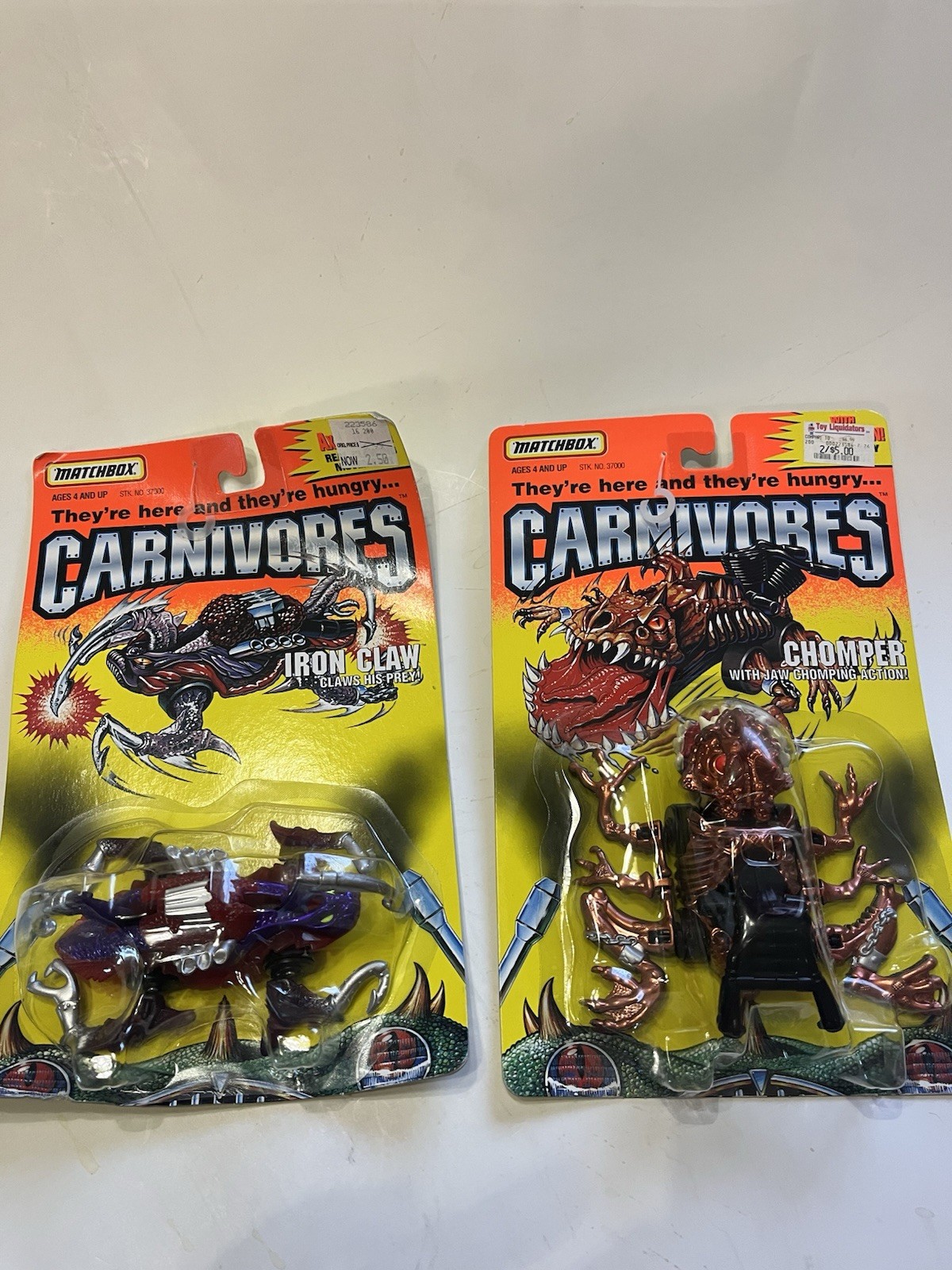 Carnivores 1994 MatchBox Iron Claw and Chomper Lot of 2 New In Package ...
