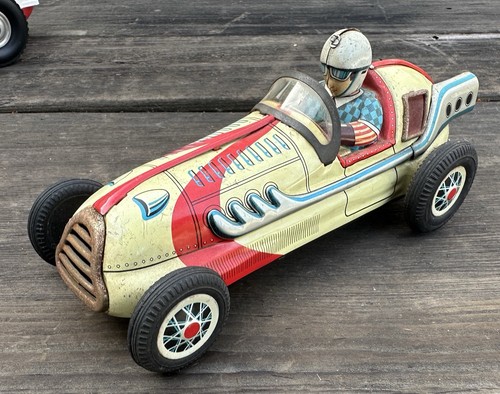 Vintage 1950s AAA Japan Atomic Drive Jet Racer Tin Friction Toy Race ...