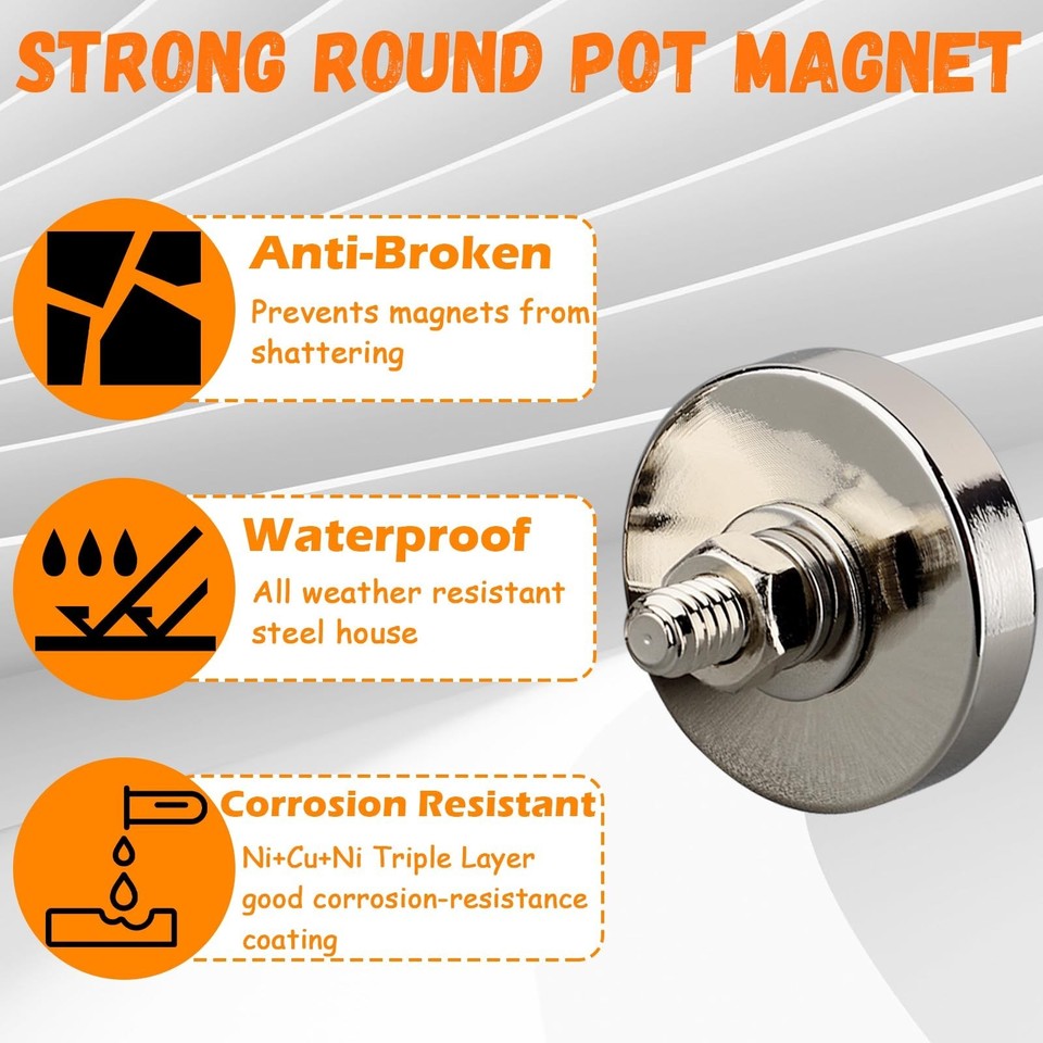 4 Pack Strong Neodymium Round Magnets, Heavy Duty Rare Earth Magnets ...