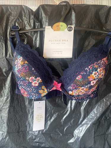 Bnwt M&S Size 32D Blue Floral Bra | eBay