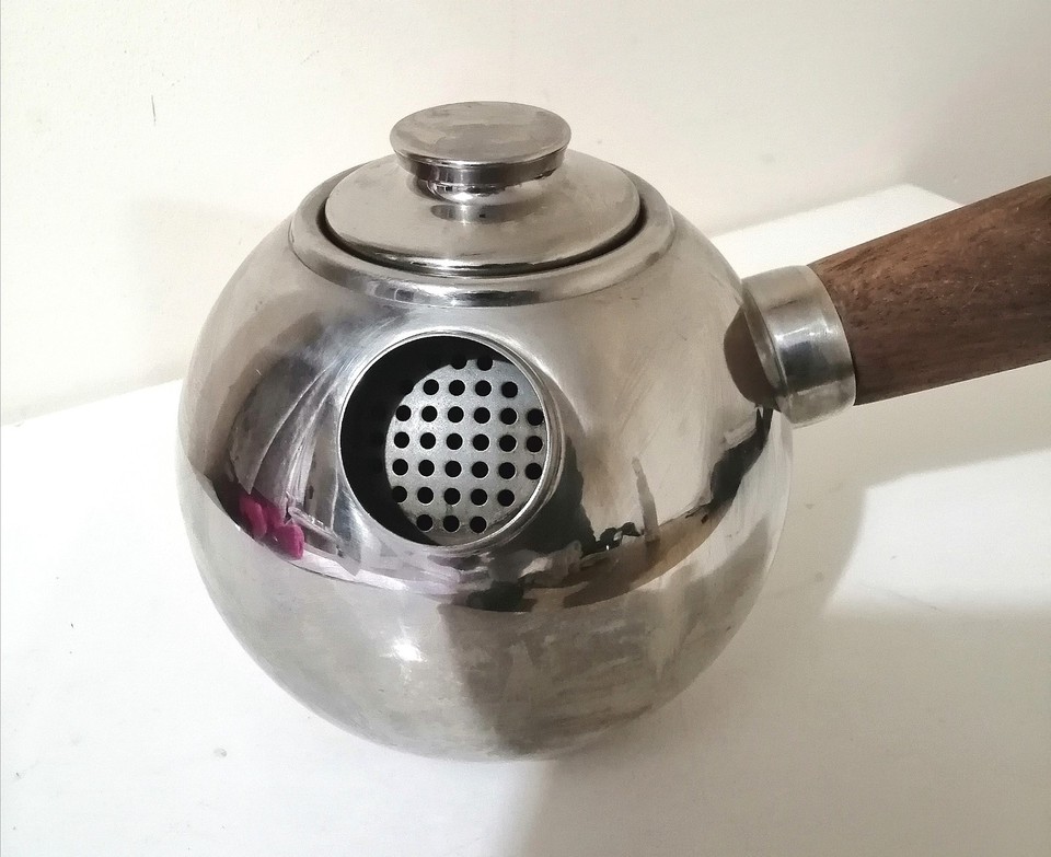 Frevd Freud Stainless Steel Silver Ball Tea Coffee Pot Wooden Handle 1 ...