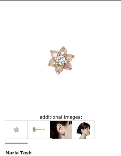Maria Tash Rose Gold 18k Opal Diamond Flower Stud Earring $490 | eBay