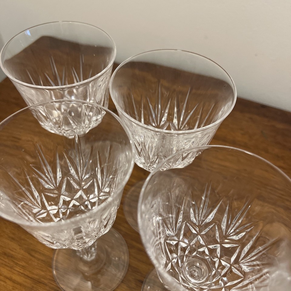 Set Of 4 Crystal Rock Water Goblet & Claret Wine Glasses Be | eBay