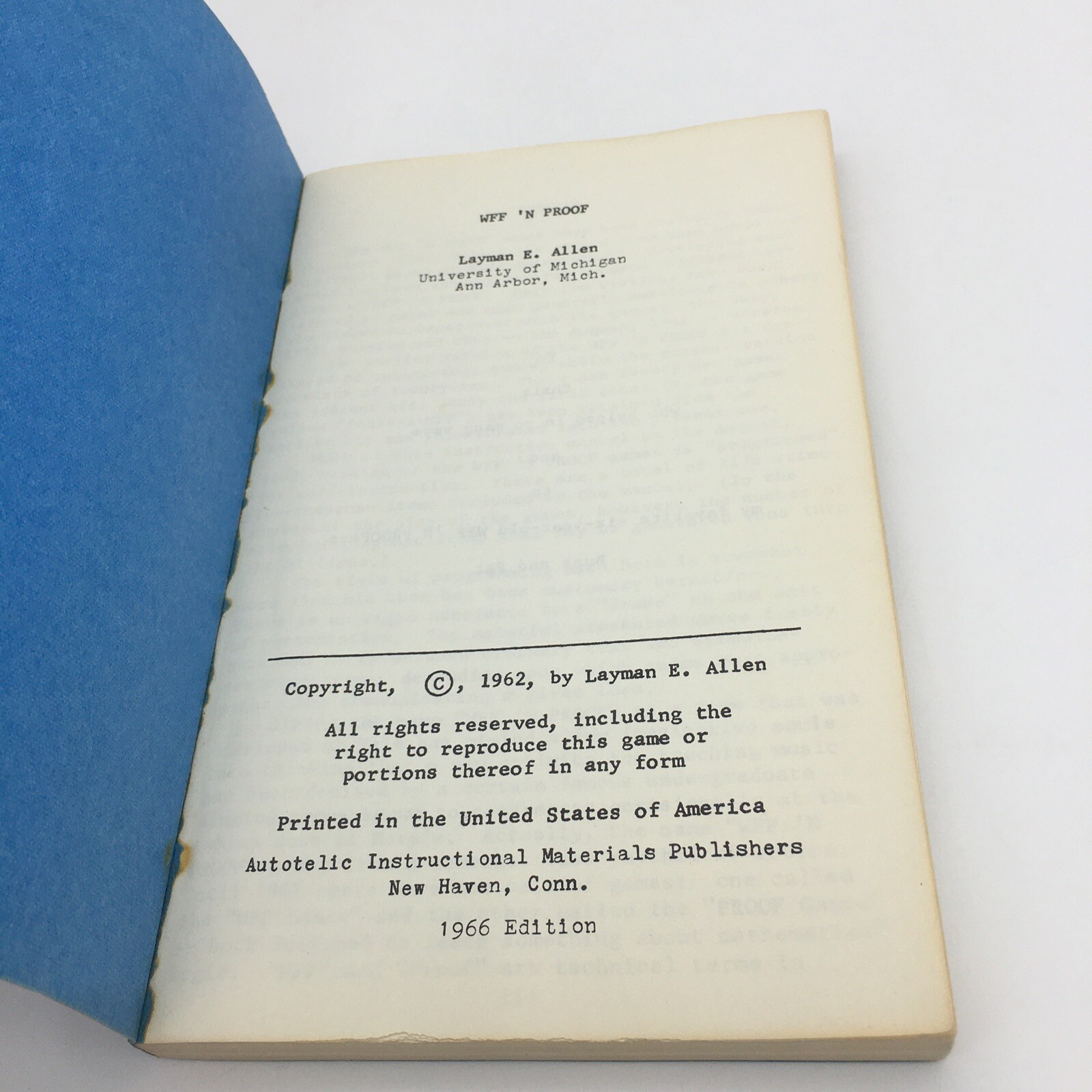 WFF'N Proof - The Game of Modern Logic - by Layman E Allen paperback ...