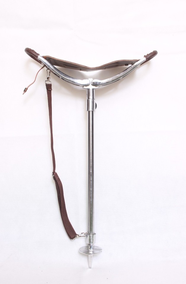 HIGH QUALITY BROWN LEATHER SHOOTING STICK RACING FOLDING SEAT SHOWS ...