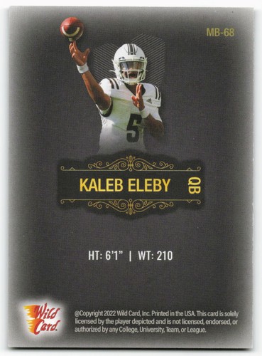 2022 Wild Card MATTE - Black #MB-68 Kaleb Eleby (RC) for sale online | eBay