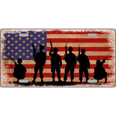 Military Soldiers American Flag Novelty Metal License Plate Tag | eBay