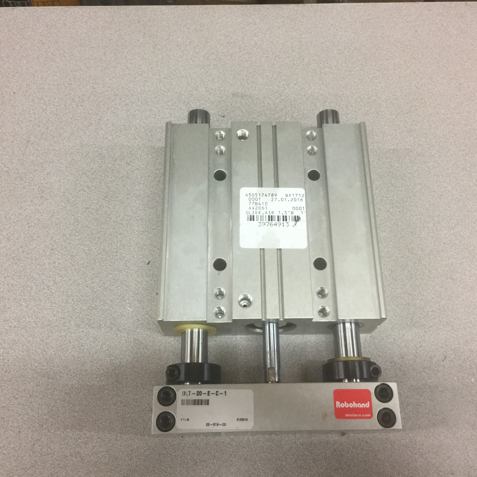 NEW NO BOX DESTACO ROBOHAND SLIDE ACTUATOR AIR 1.5" BORE 1" STROKE DLT ...