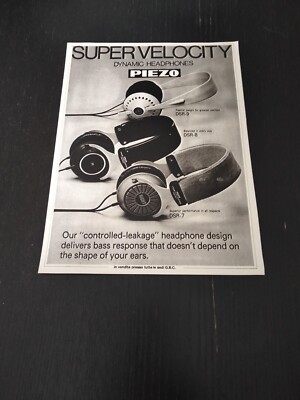 1976 PIEZO DYNAMIC HEADPHONES DSR-9 DSR-8 DSR-7 VINTAGE AD PUBBBLICITA ...