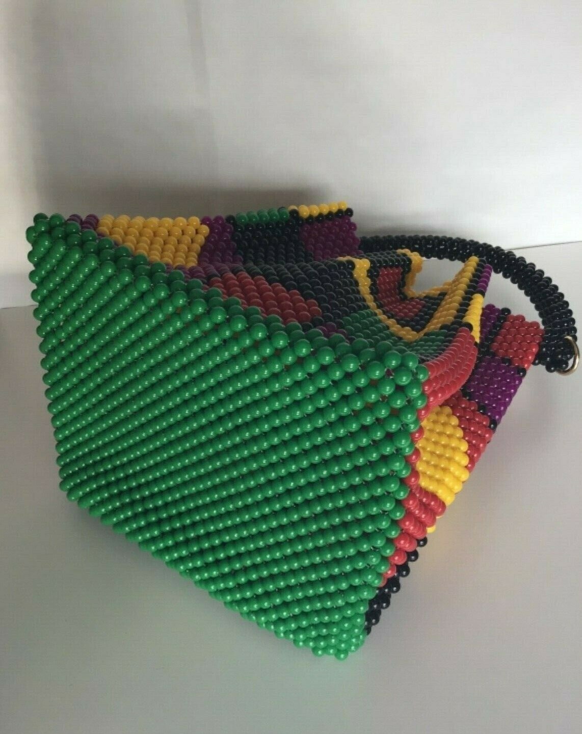 Betina De Luca DEL DUCA Beaded Bucket Shoulder Hand Bag Multi-color ...