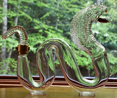 Snake Cobra Whisky Decanter Bottle Glass Sculptured Art Glass 1000 ML ...