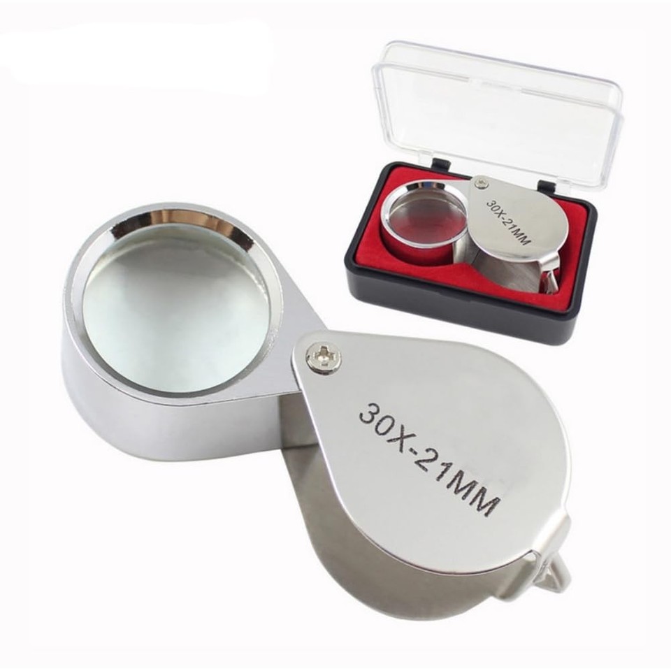 Set of 2 Jewelers Loop Magnifier - 10X and 30X Pocket Magnifying Glass ...