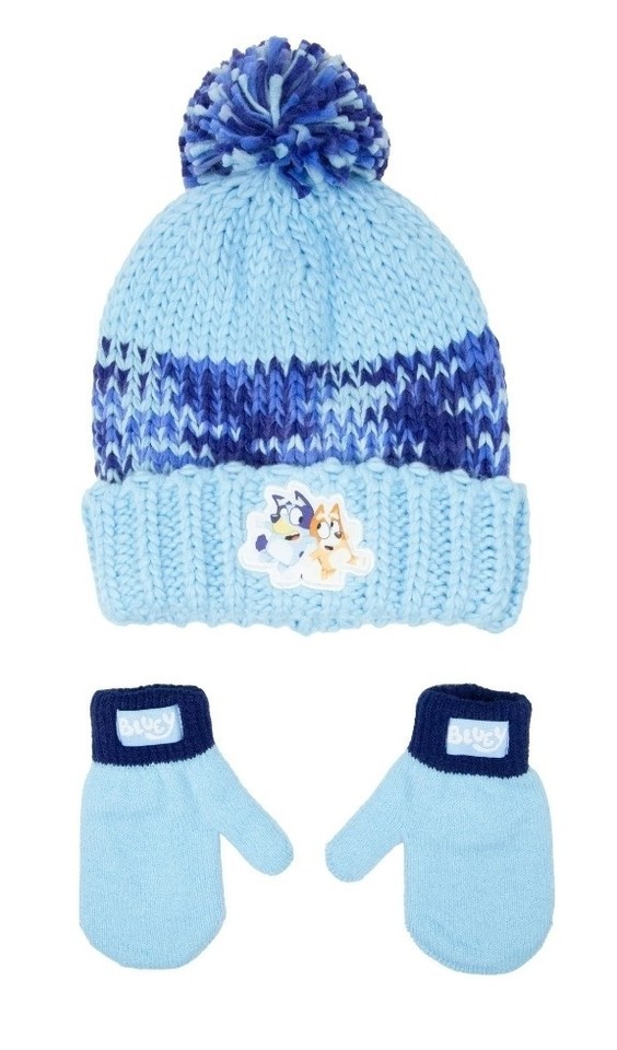 Bluey Toddler Boy's / Girl's 2pc Cuffed Pom Chunky Knit Beanie and ...