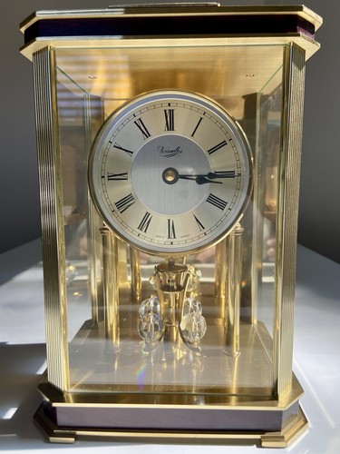 Vintage Versailles Brass Crystal Rotating Pendulum Quartz Desk Mantel ...