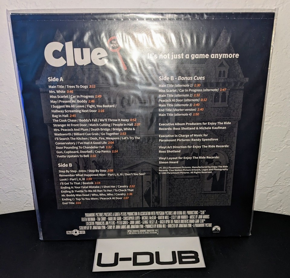 Clue The Movie Soundtrack Black White Split Vinyl LP Mondo /300 NEW ...