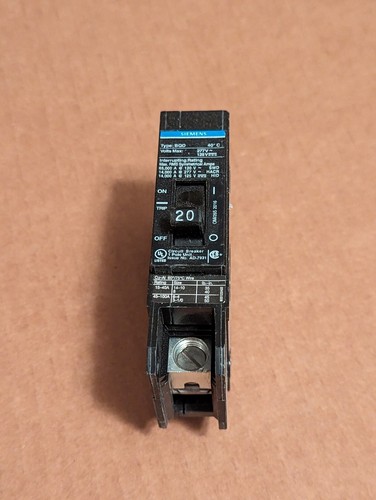 Siemens BQD120, 20 Amp, 277 Volt, 1 Pole, Bolt On, 14K, Circuit Breaker ...