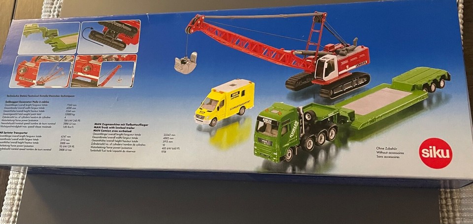 siku 1-87 1834 Heavy Haulage transporter with excavator and service ...