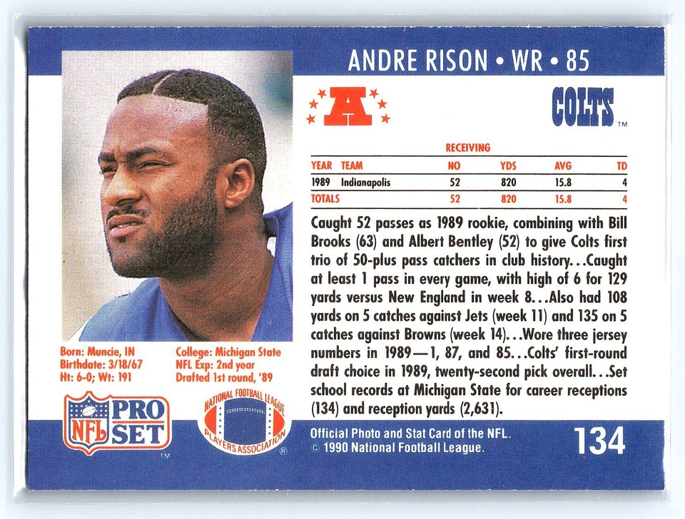 1990 Pro Set #134 Andre Rison Football Colts | eBay