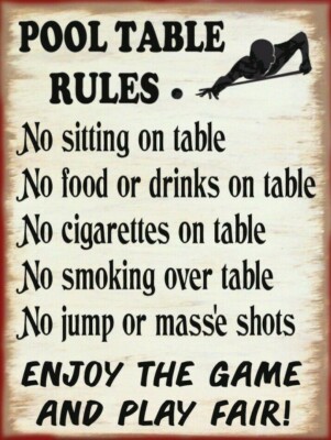 Pool Table Rules Billards Canvas Liquor Bar Pool Man Cave Sign Home ...