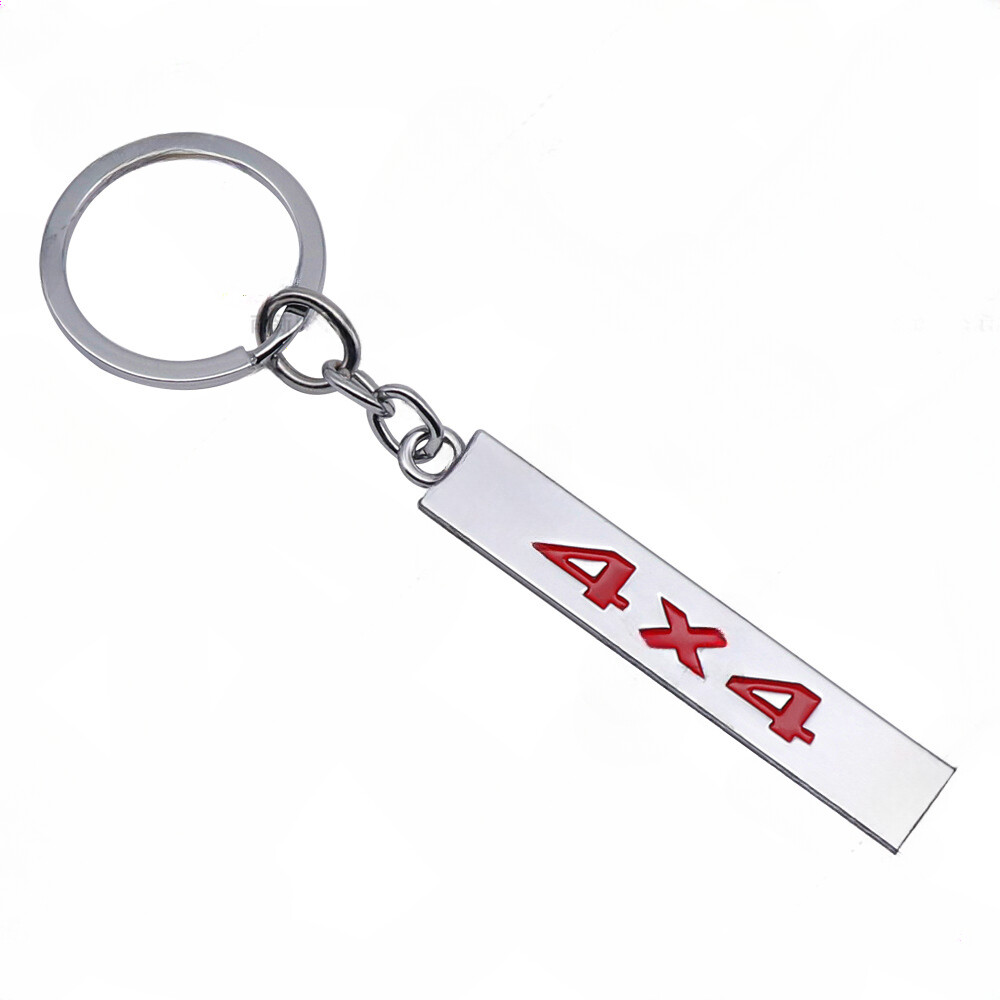 Metal Silver Red/Black 4x4 Key Chain Car Keychain Key Ring Keyfob ...