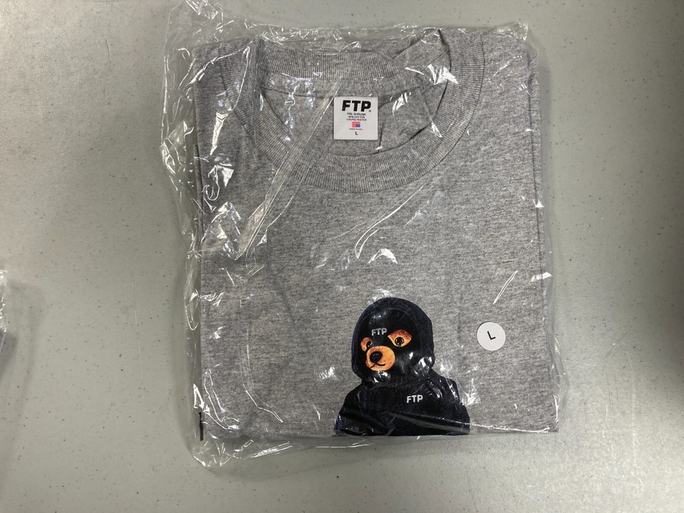FTP Hooded Bear Tee Black Size Large Heather Grey T-Shirt 100% ...