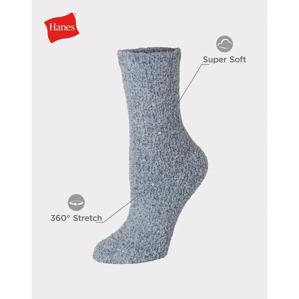 Hanes® Women's Super Soft Winter Cozy Fuzzy Crew Slipper Socks --6 ...