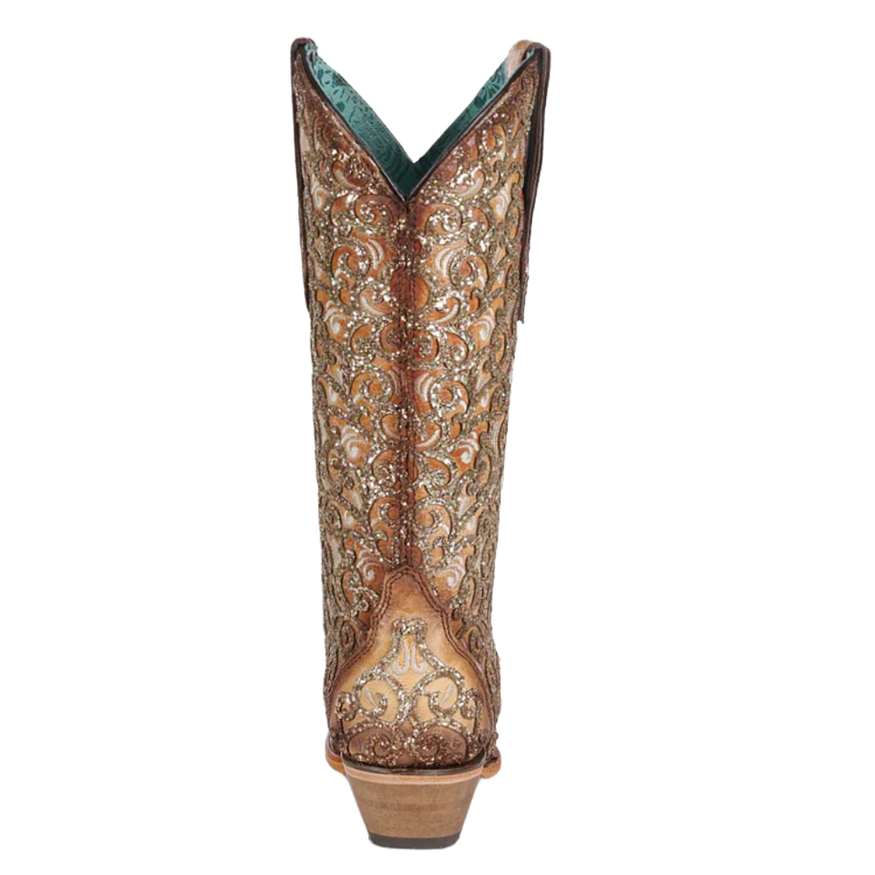 Corral Ladies Sand Glitter Overlay & Embroidered Triad Boots C4051 | eBay