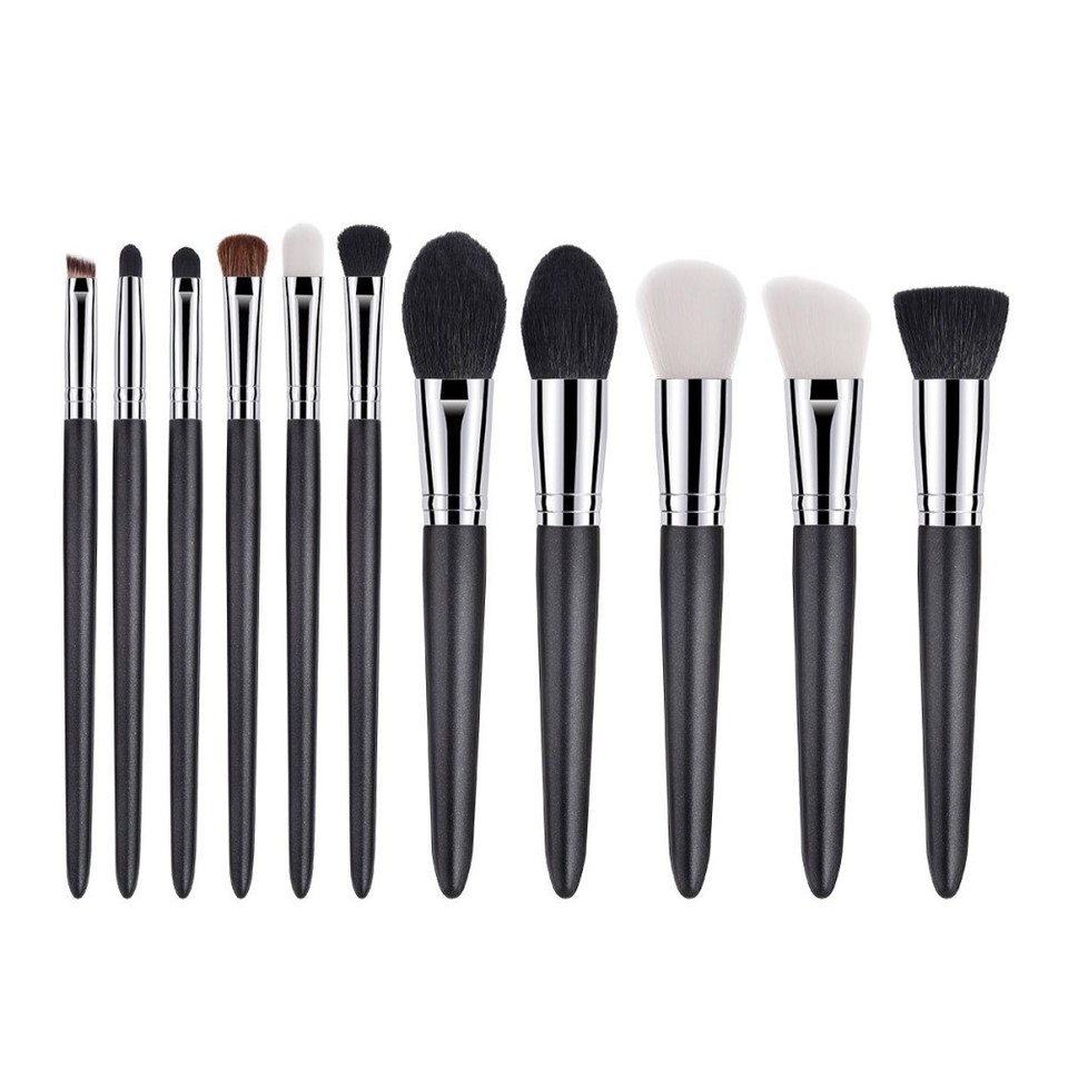 11 Pcs Goat Hair Makeup Brush Set Wooden Handle For Face Powder Blush ...