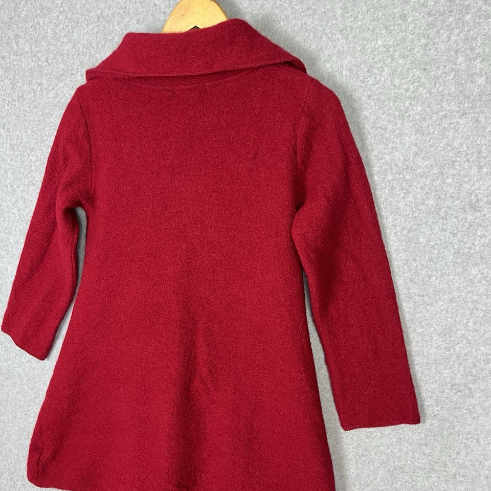 Fields Wool Jacket Womens S Red Woolmark Pure New Wool Knit Zip Up Coat ...