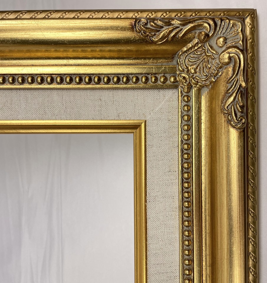 Antique Gold Ornate Baroque Wood Picture Frame Linen Liner 3" Wide | eBay