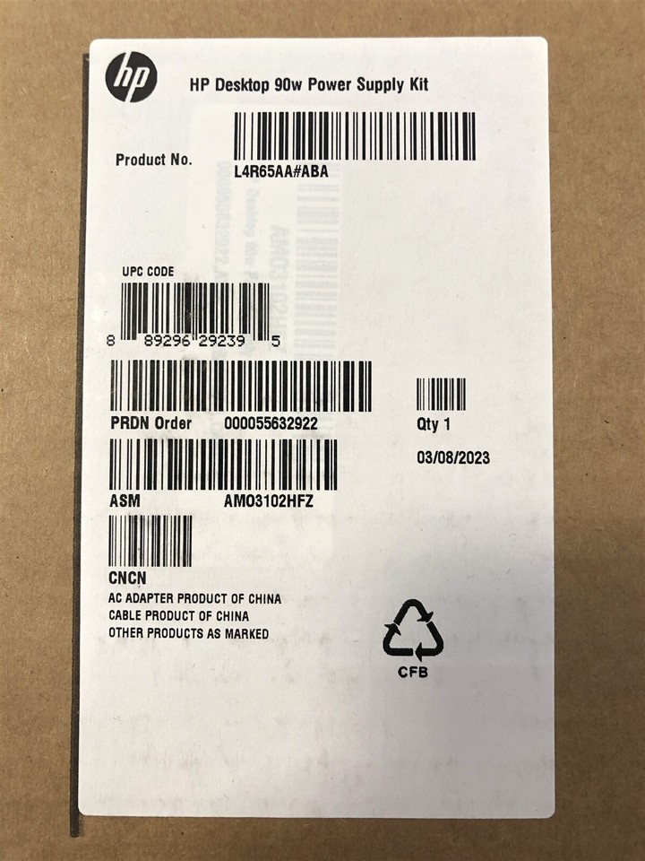 New Open Box HP 90W Laptop Power Supply A/C Adapter L4R65AA#ABA | eBay