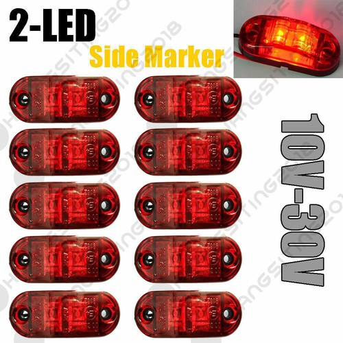 10X RED Side Light 2 LED Marker Trailer Truck RV Clearance Lamp DOT SAE ...