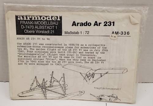 Airmodel Arado AR 231 Model Airplane Kit AM-336 1:72 Scale Aircraft ...