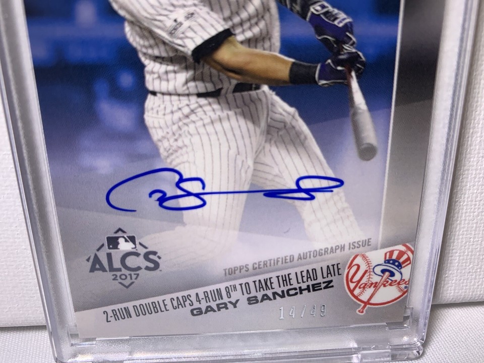 Gary Sanchez Topps Now On Card Auto 777B Yankees 14/49 🔥 2017 ALCS ...