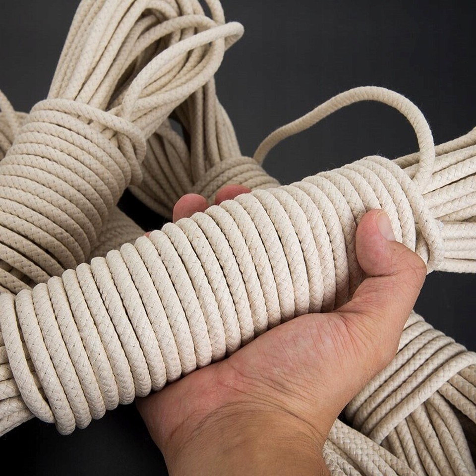 Natural Cotton Rope Cord Twine Braided 16 Strand Garden Washing Line ...