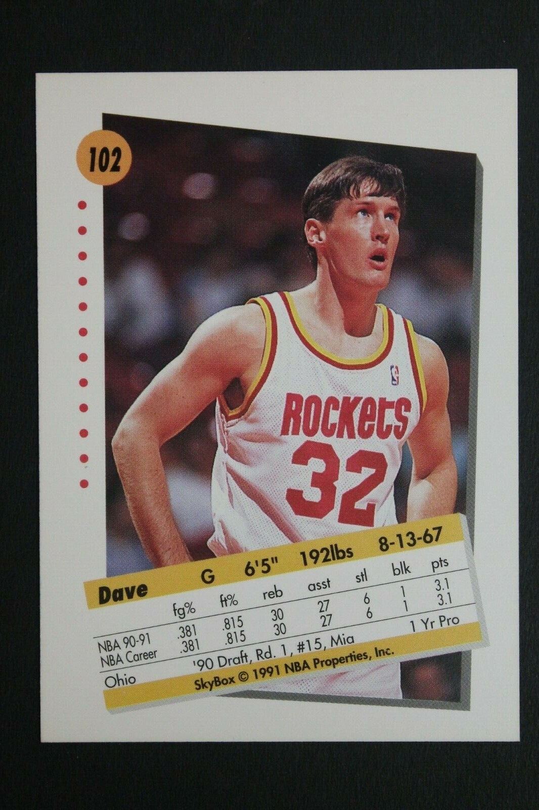 Dave Jamerson Houston Rockets Ohio Signed 1991 Skybox #102 Autographed ...