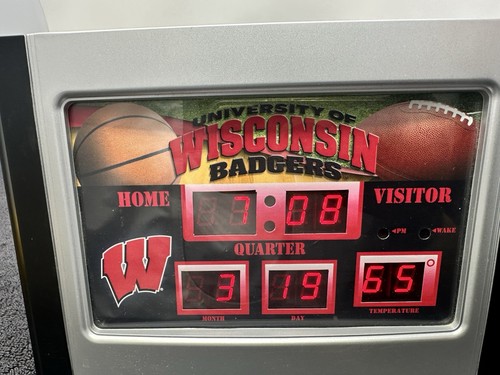 Wisconsin Badgers LED Scoreboard Clock Unique Alarm Sounds Temperature ...