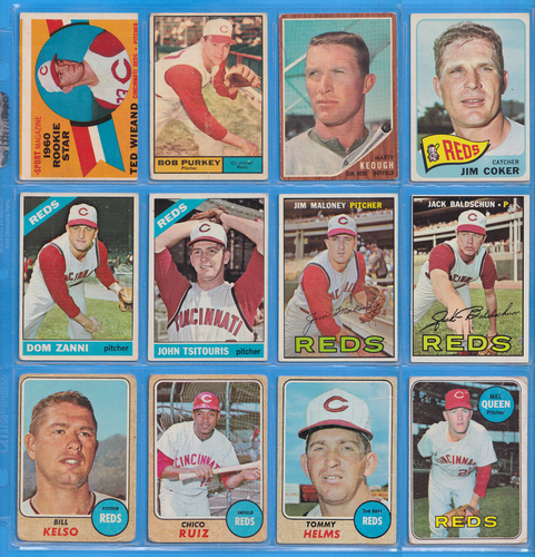 1960's Cincinnati Reds Lot (12 cards, Low-Grade) Vintage Topps Baseball ...