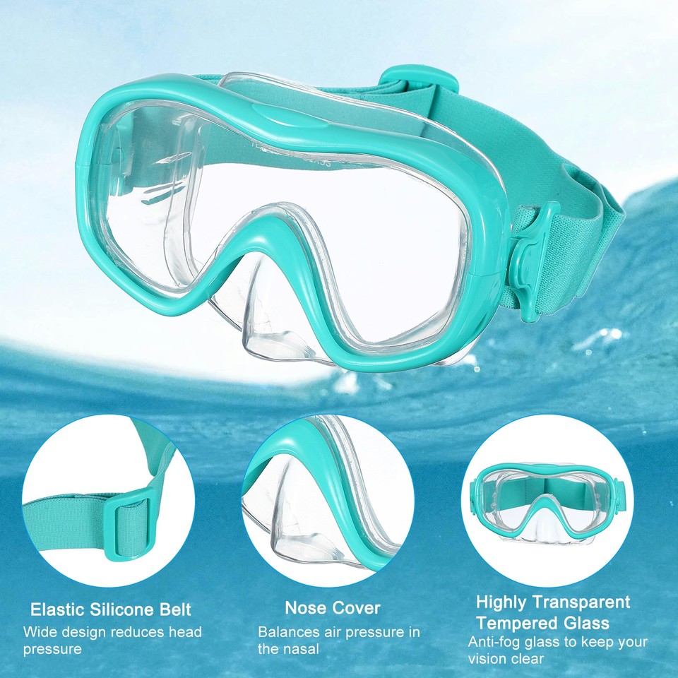 Swim Goggles with Nose Cover Diving Mask Snorkel Dive Goggles Green ...