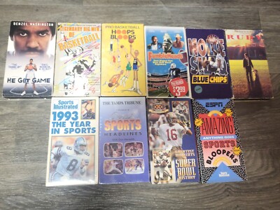 Lot Of 10 Vhs Sports Movies - Bottom 4 Are Still Sealed - Shaq Denzel ...