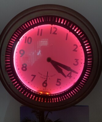 1930’s Art Deco “spinner” pink neon clock | eBay