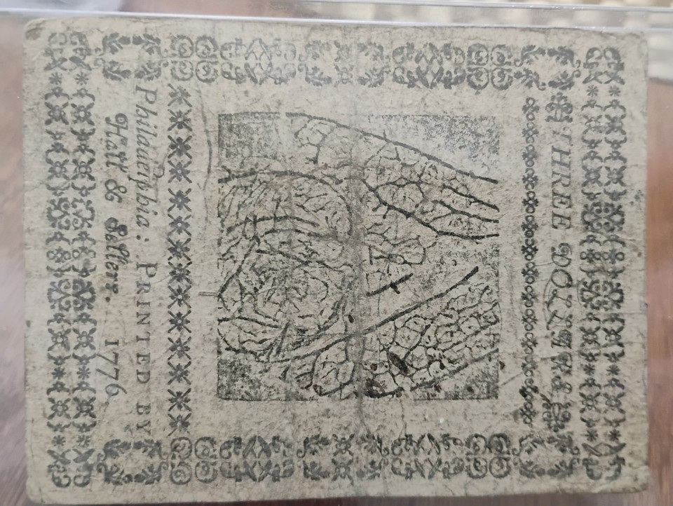 1776 Continental Currency Three Dollars US Colonial | eBay