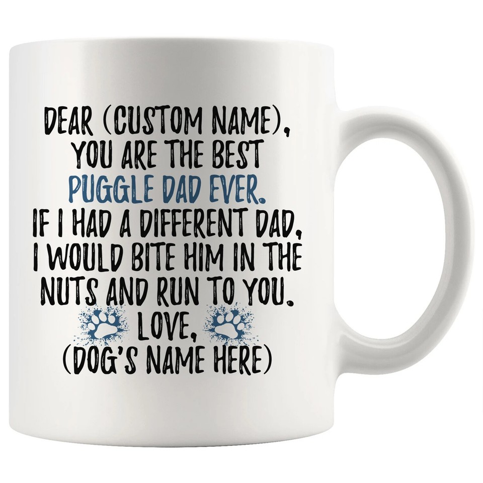 Personalized Puggle Dog Dad Daddy Coffee Mug, Pug Beagle Mix Owner Men ...
