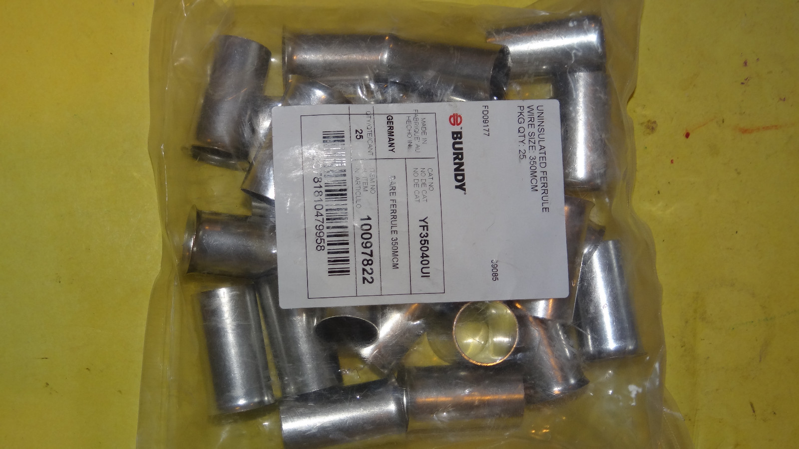 NEW Burndy YF35040UI Bare Ferrules 350MCM Quantity 25 | eBay