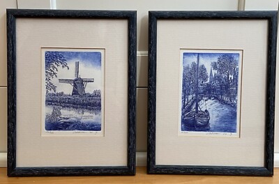 Pair of Dutch Scene Etchings, Signed & Numbered by Artist, Framed ...
