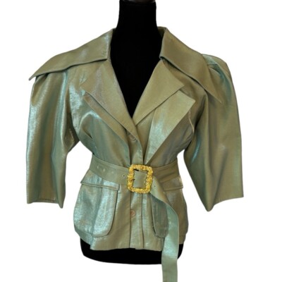 Metallic Sheen Belted Jacket | eBay