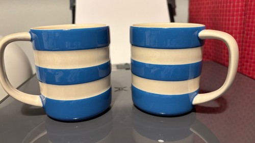 Cornish ware Coffee or Tea Mug Blue White Stripe T G Green Set Of 2 ...