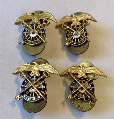 Lot of 4 WWII US Army OFFICER Branch Pin Insignia Pair Quartermaster ...