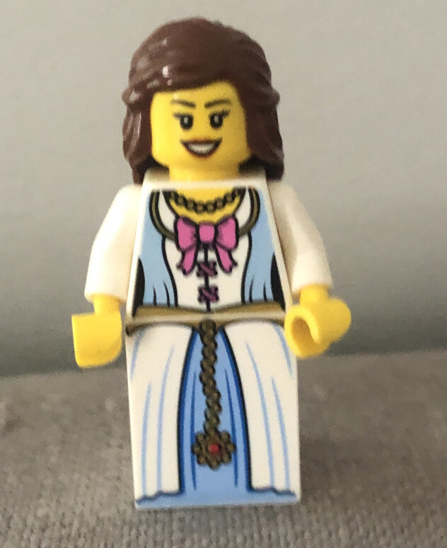 Lego Minifigure Castle Princess Girl Female Queen Blue Dress Brown ...