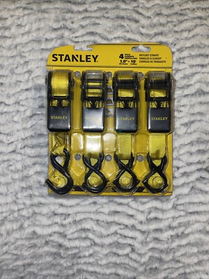 Stanley S9500 Black/Yellow 1" x 10' Ratchet Straps - Light Cargo | eBay